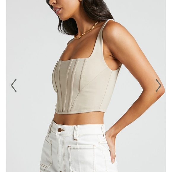 Showpo. | Tops | Nwt Pellar Sand Square Neck Corset Top | Poshmark